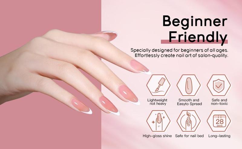 JEWHITENY 14 Colors Poly Extension Gel Nail Kit With Nail Lamp Nude ...