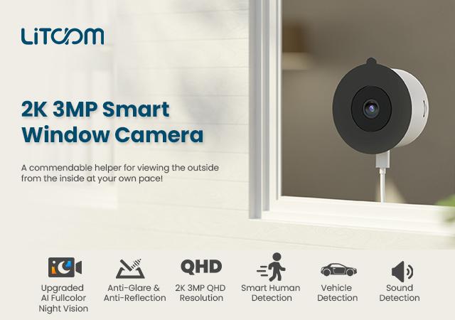 3MP 2K Litokam Window Camera, WiFi6&2.4GHz Indoor Cameras for Home ...