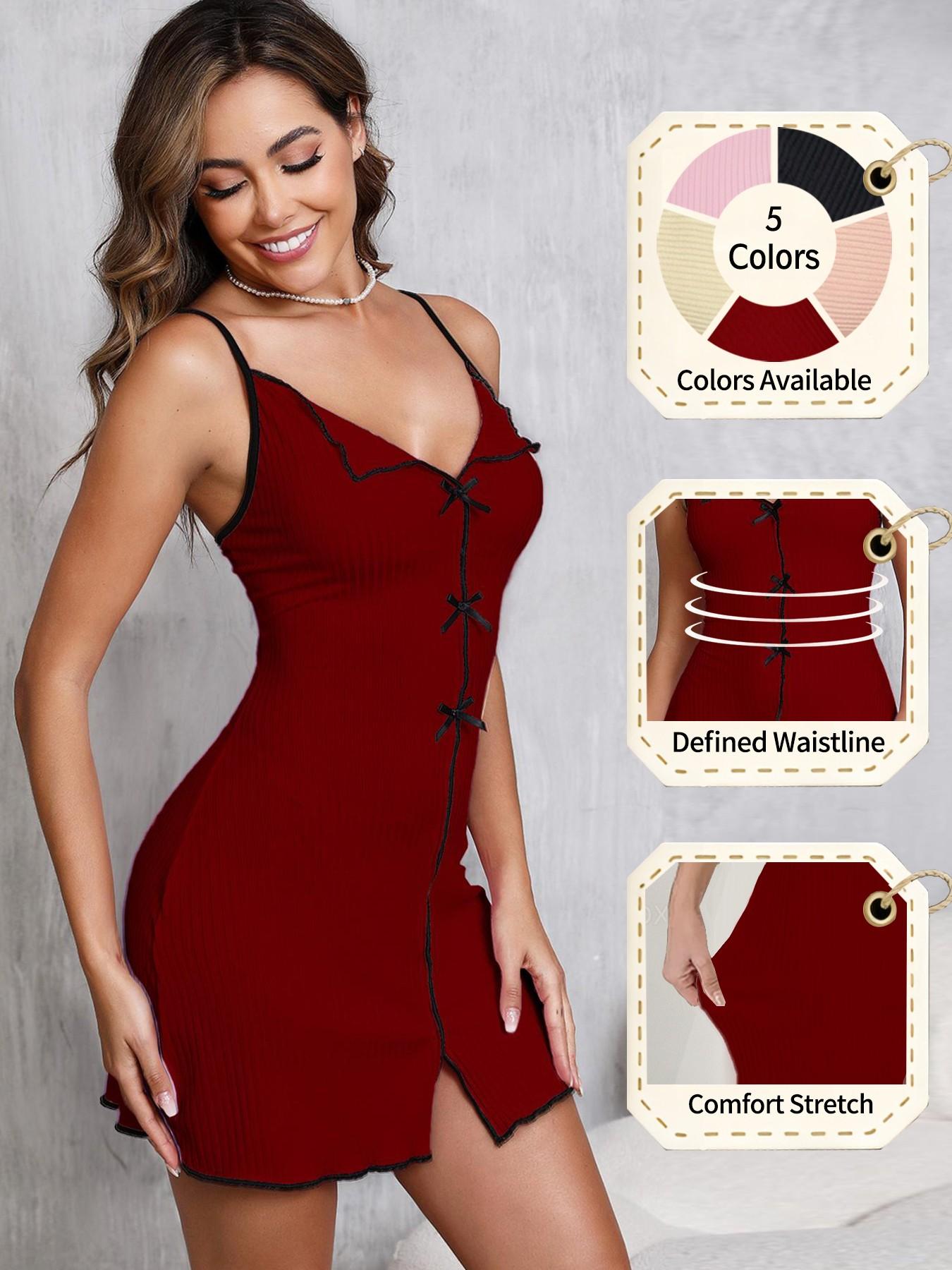 Summer Women's Home Dress, Fashion Solid Color Nightdress, Sweet ...