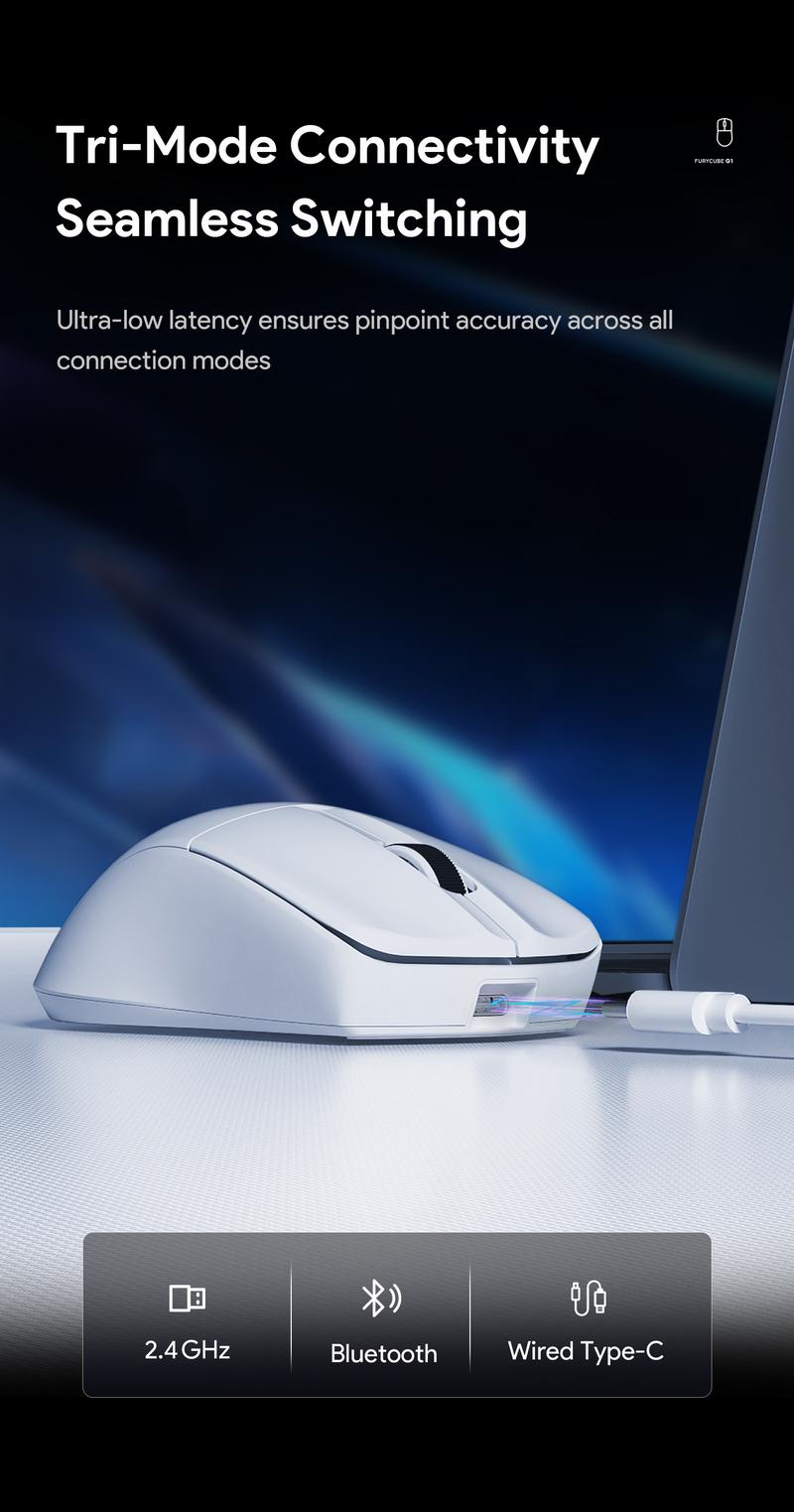 FURYCUBE G1 Lightweight Wireless Mouse DPI MAX10000 Ergonomically ...