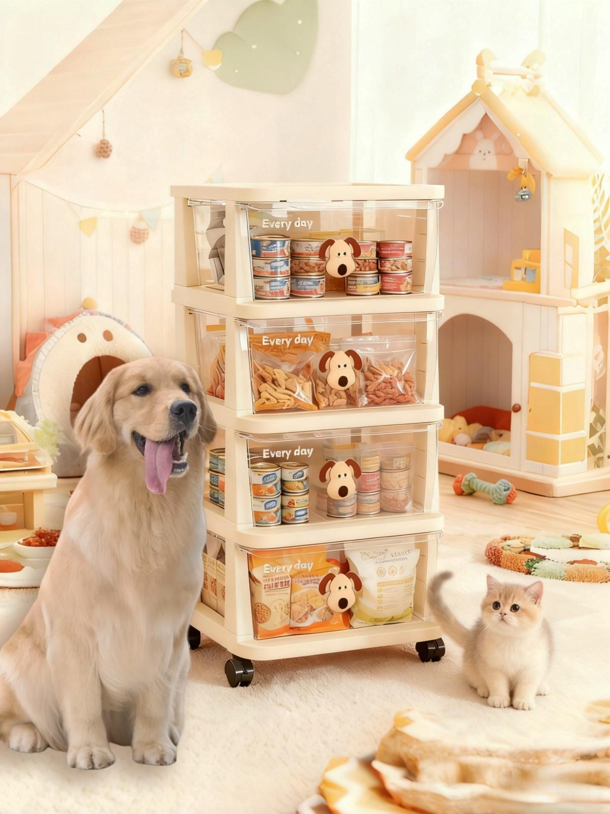 4/5/6-Layer Rolling Pet Supply Storage Drawer Organizer Cart, Easy ...