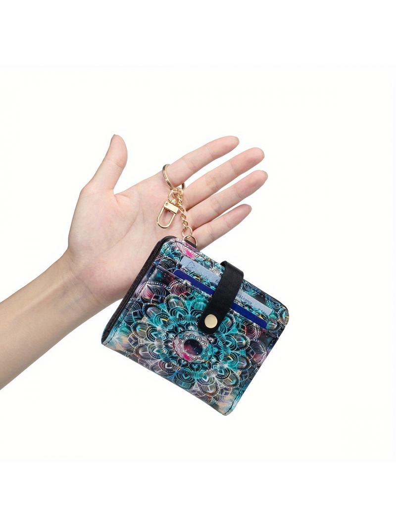 Mandala flower pattern RFID women's wallet, ultra-thin and small credit ...