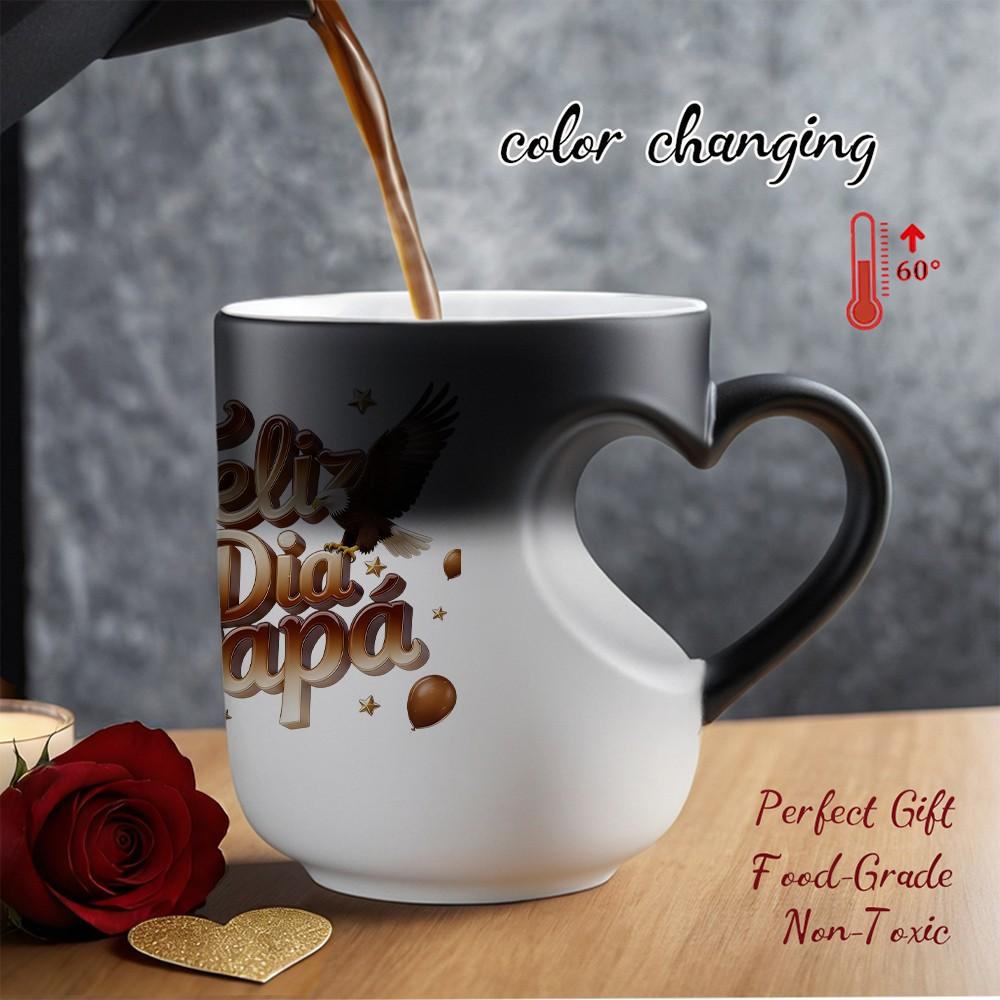 Magic Color Changing Coffee Mug, Heart Handle, Thermosensitive Ceramic ...