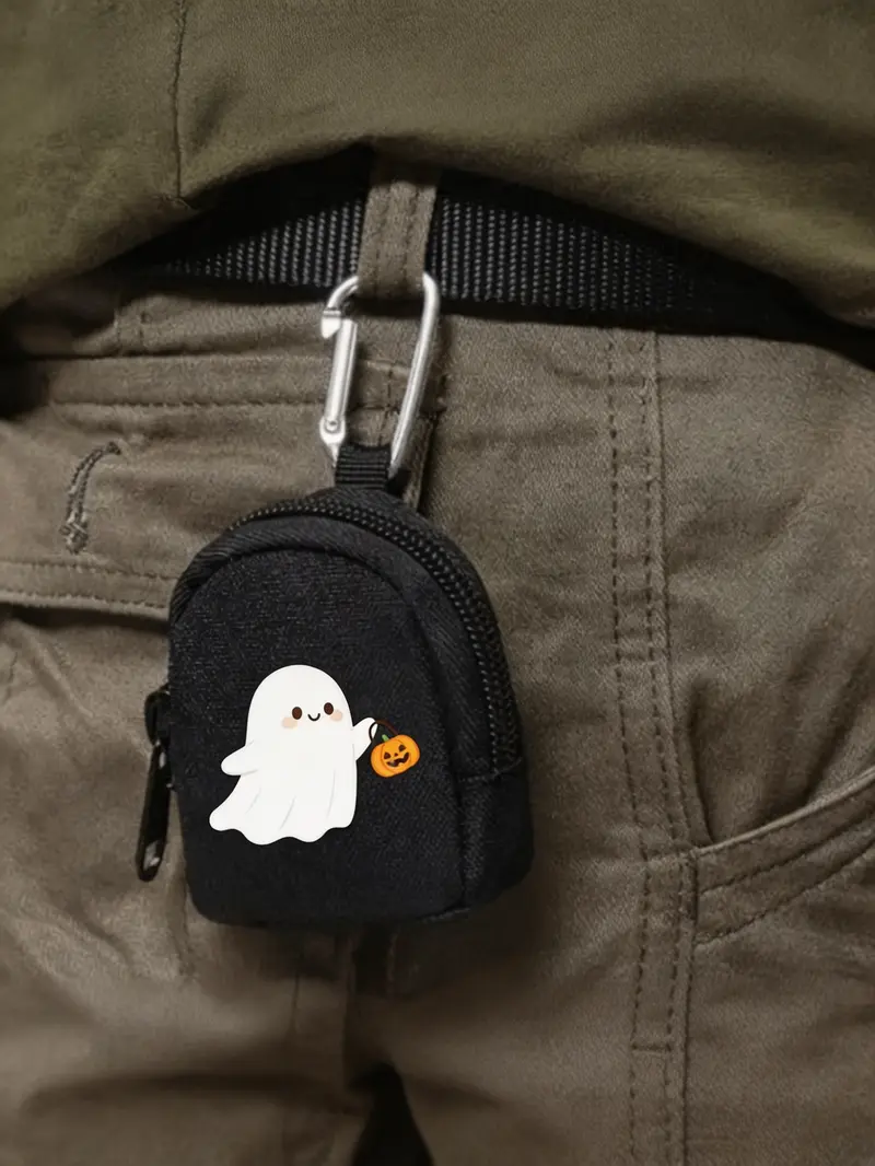 Halloween Cute Ghost Mini Backpack Bag Charm, Pumpkin Print Small ...