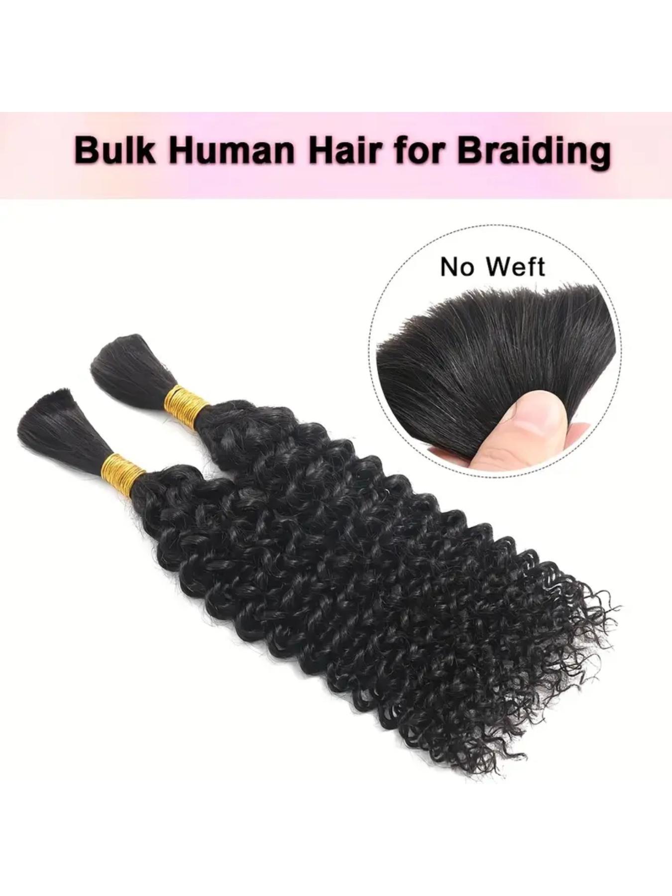 Two bundles of curly, wavy human hair extensions, suitable for braiding ...