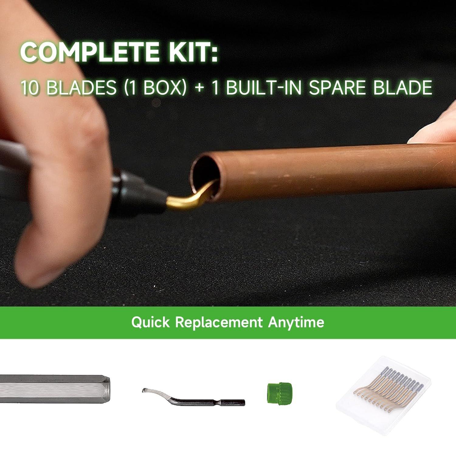Pipe Deburring Tool with 10 Spare , Titanium-Coated Reamer for Copper ...