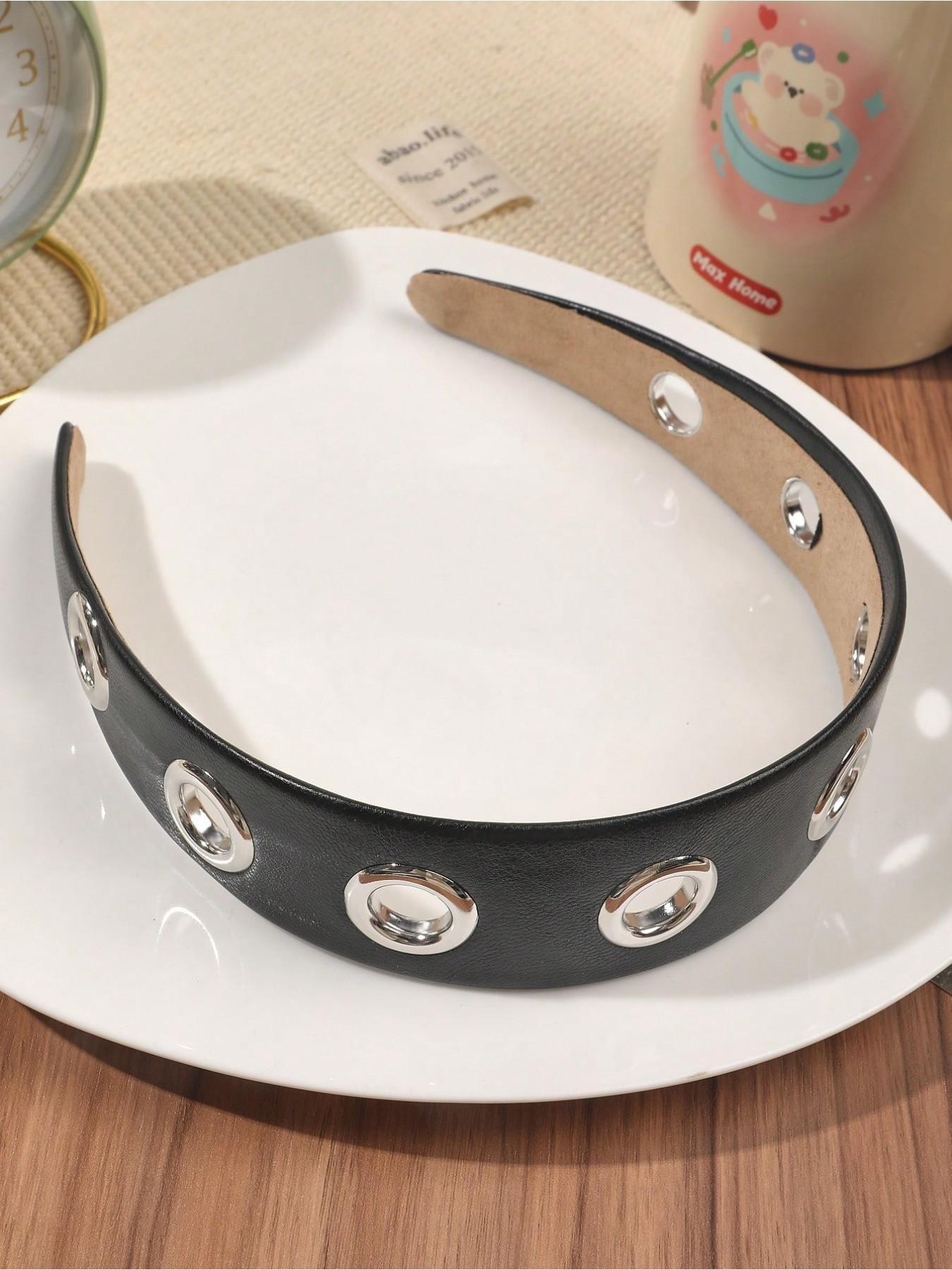 Punk Style Artificial Leather Metal Grommet Headband, Fashion Multi ...