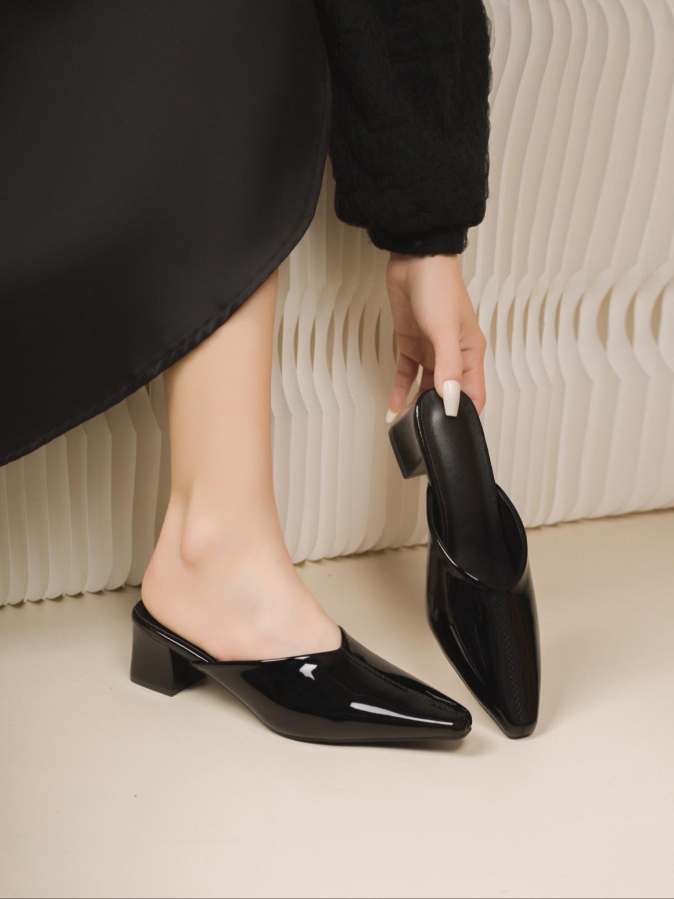 Women's High Heel Mary Jane Shoes, Fashionable Slip-On Mules ...