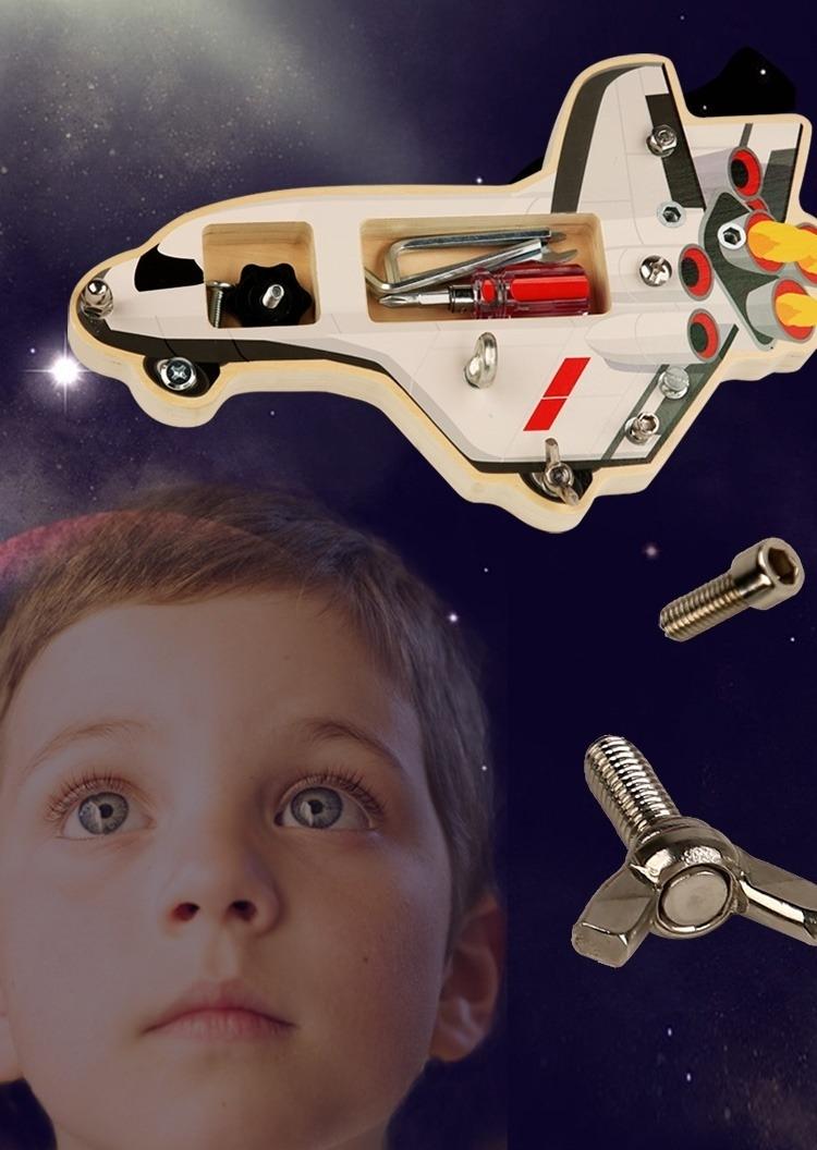 Space Ship Theme Busy Board Toy Set, Montessori Early Education, Logic ...