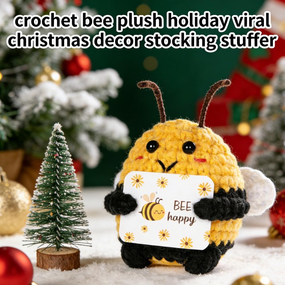 Positive Crochet Bee Happy - Handmade Amigurumi Happy Bee, Cute ...