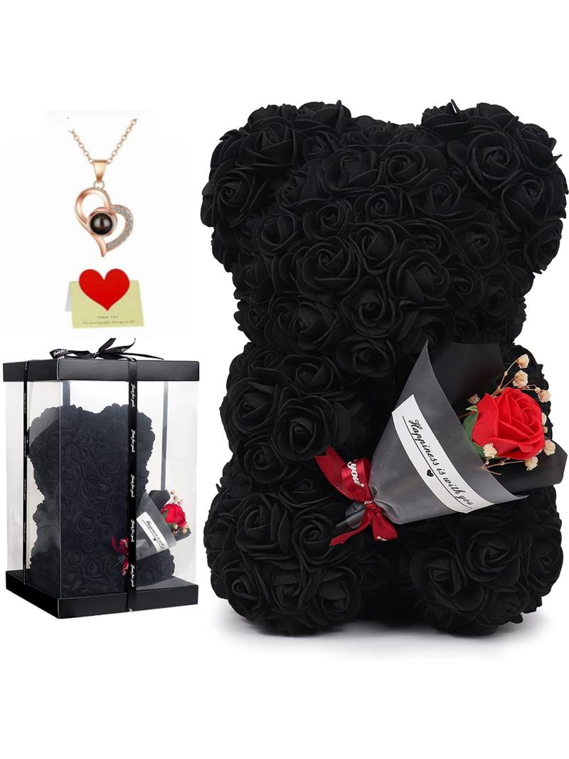 Bear Hugging Floral Set Handmade Eternal Flowers Rose Teddy Bear Gift ...