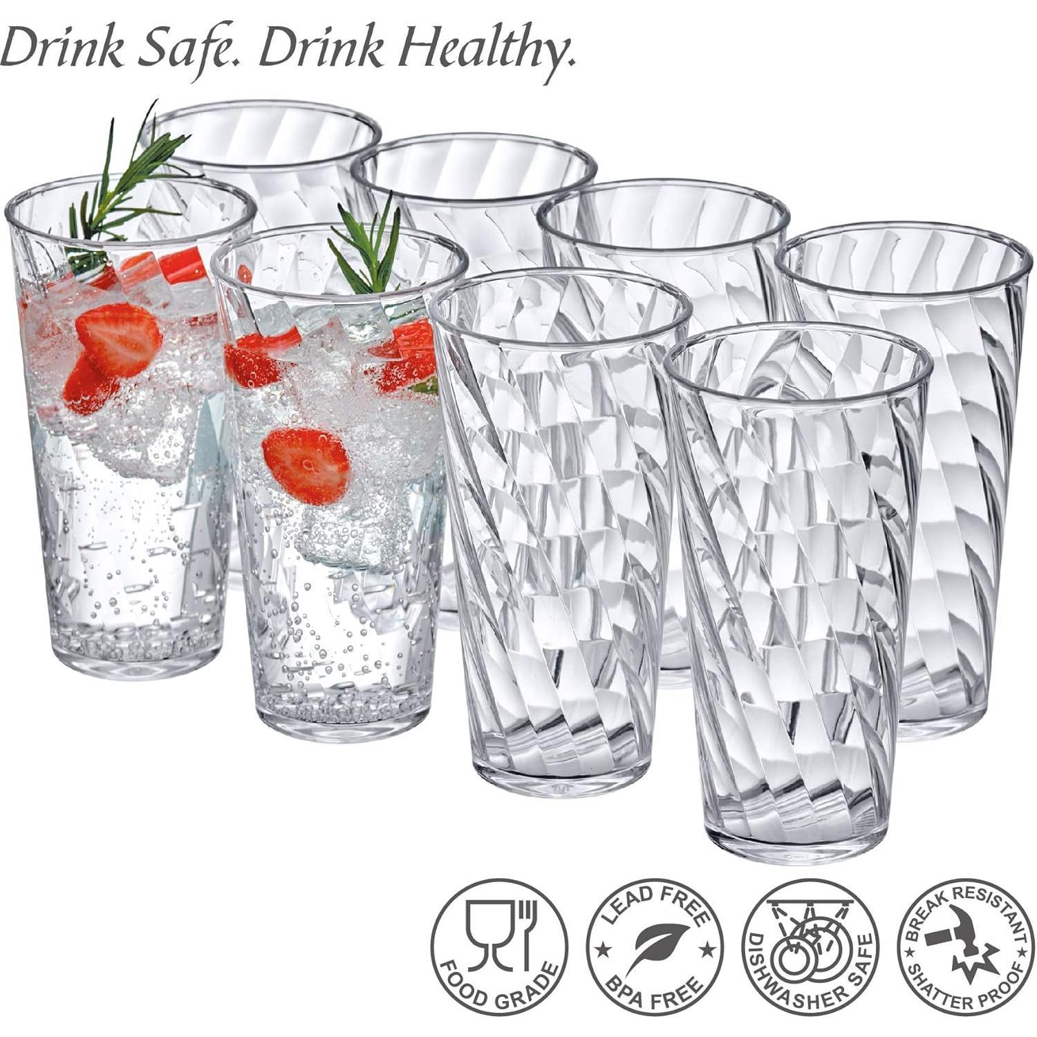 - Glacier - 18-Ounce Plastic Tumblers (Set of 8), -Clear Plastic Cups ...