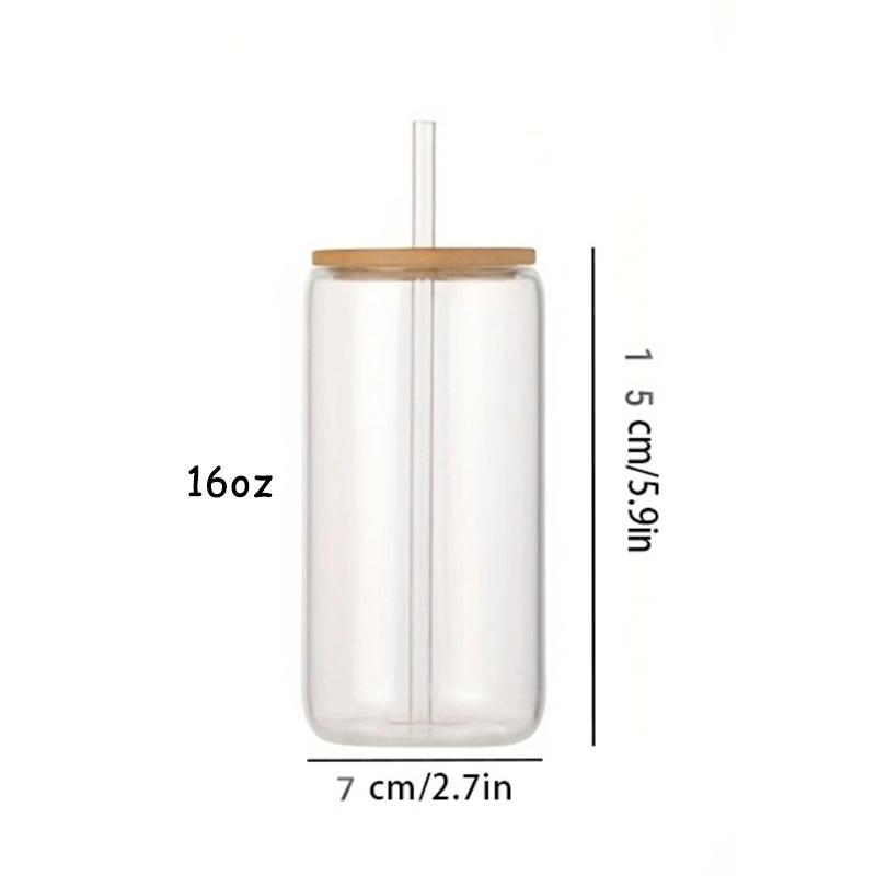 16oz Glass Water Cup, 1 Count Eagle Pattern Glass Cup with Lid & Straw ...