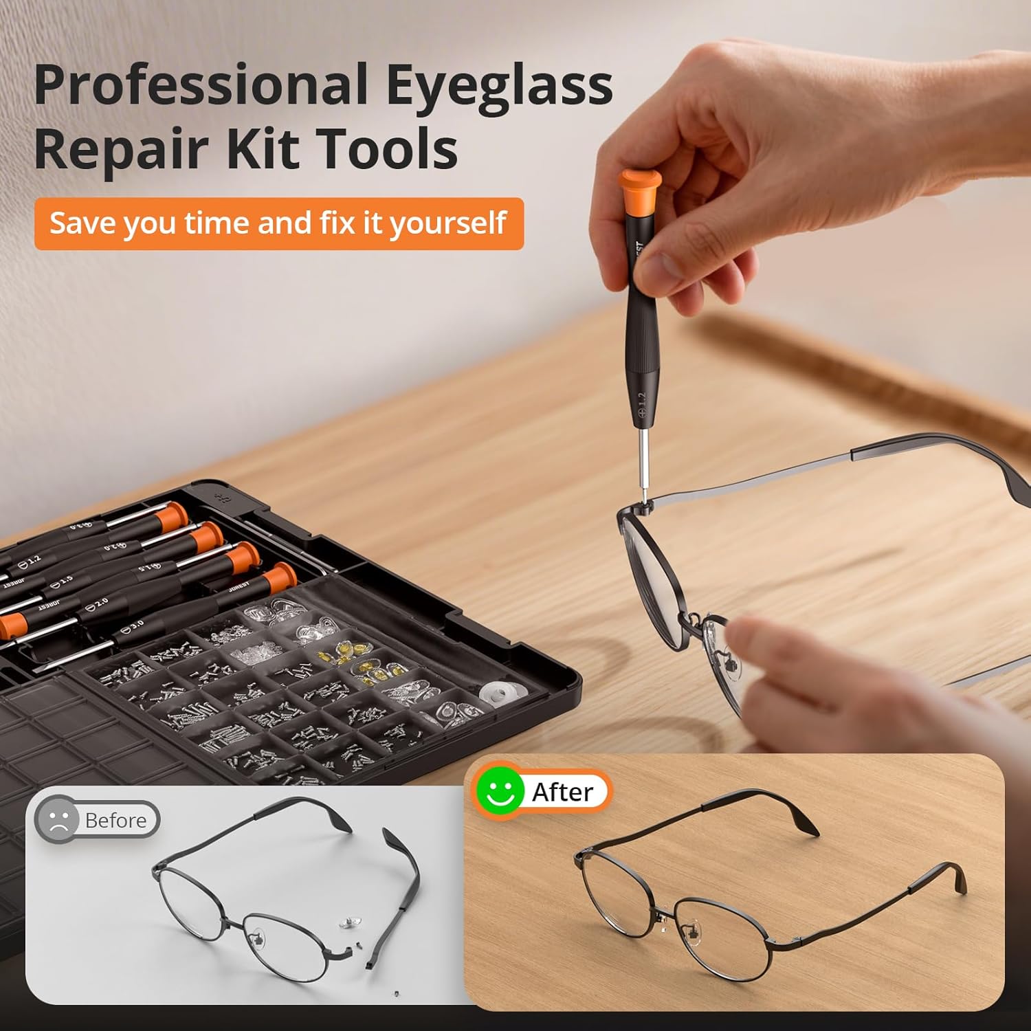 Eyeglass Repair Kit, Sunglasses/Glasses Repairing Tool including Small ...