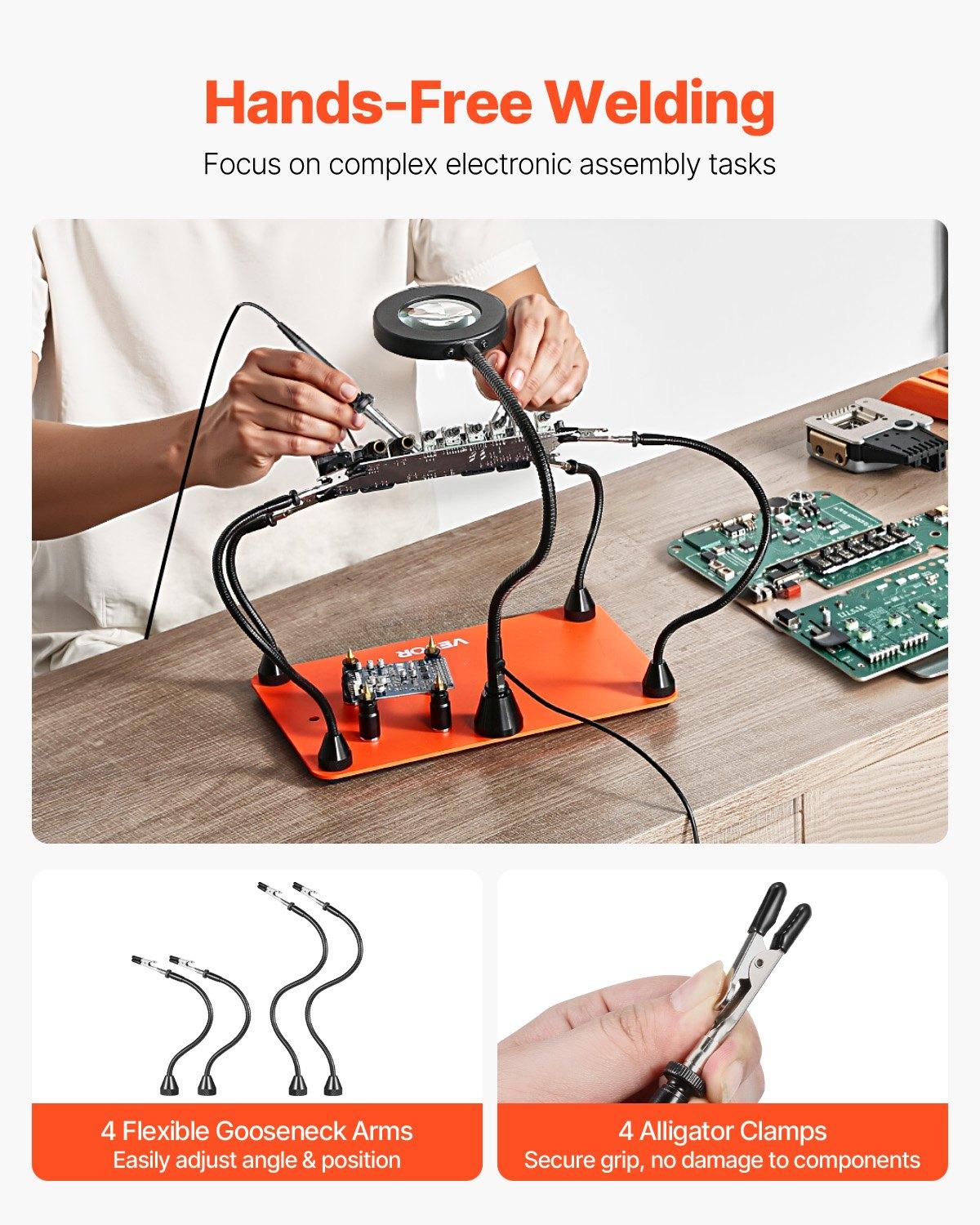 VEVOR Magnetic Helping Hands Soldering Station, 4 Flexible Arms Third ...
