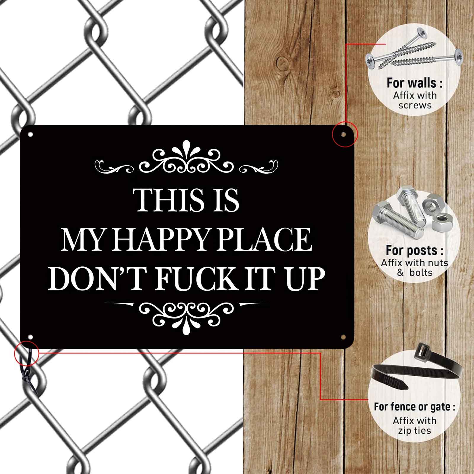 This Is My Happy Place Don't Fuck It Up 8x12 Inch Aluminum Metal Sign ...