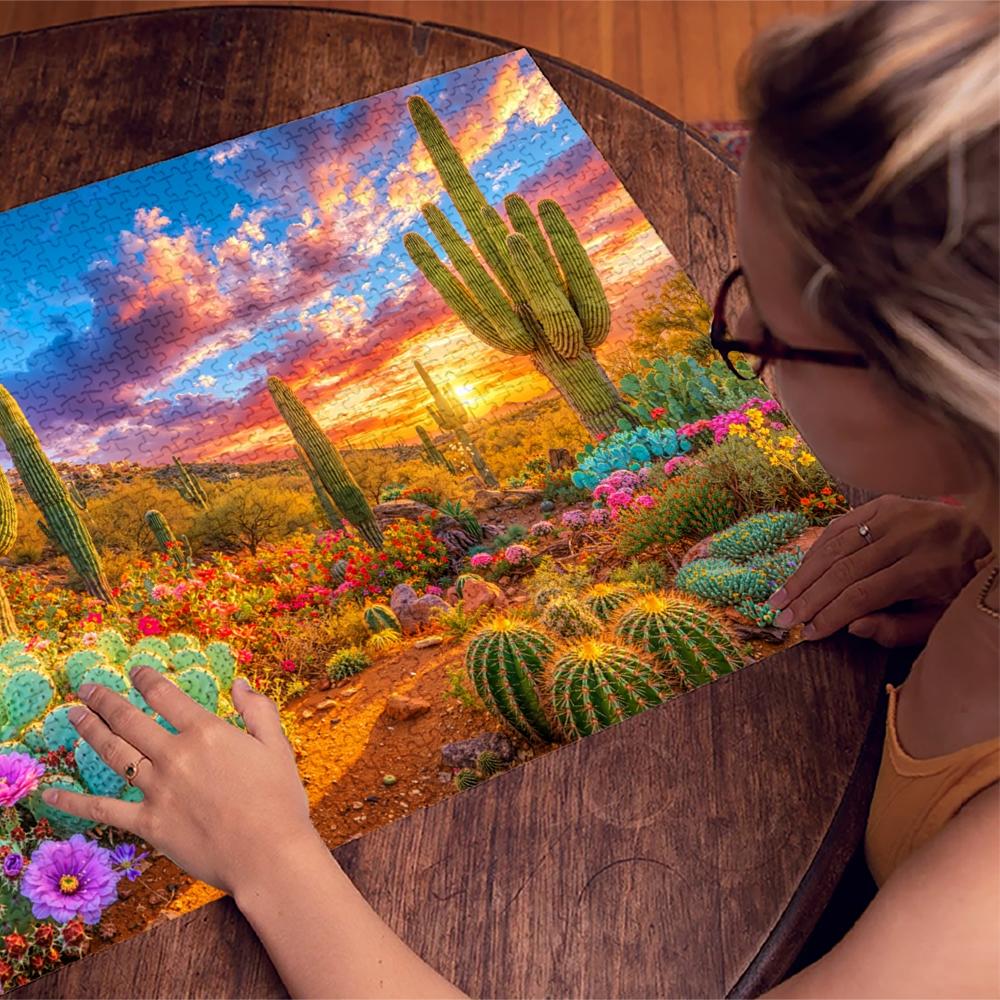 1pc 1000 piece adult puzzle 70x50cm Cactus Garden at Sunset with ...