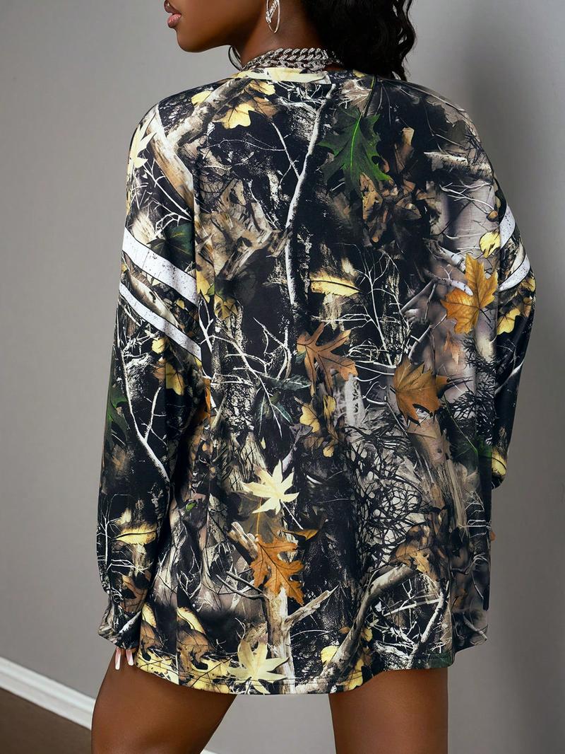 Women's Fall Casual Streetwear Sporty Style Round Neck Long Sleeve Off ...