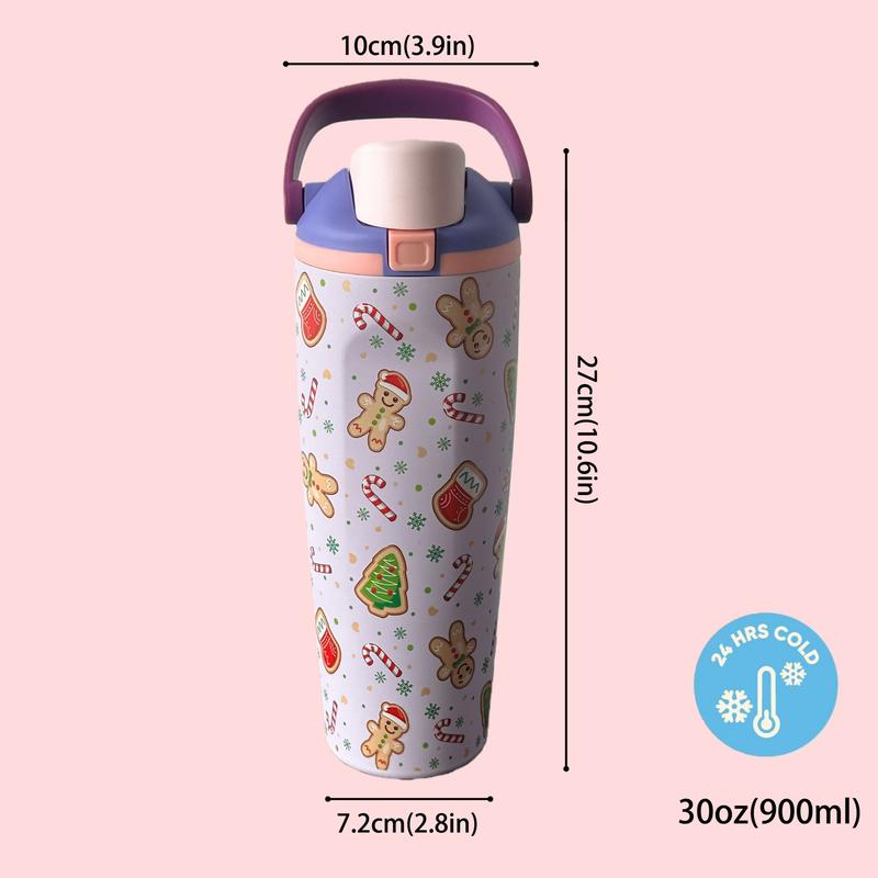 1pc 30oz Christmas Cookie Theme Stainless Steel Insulated Cup, Cold ...