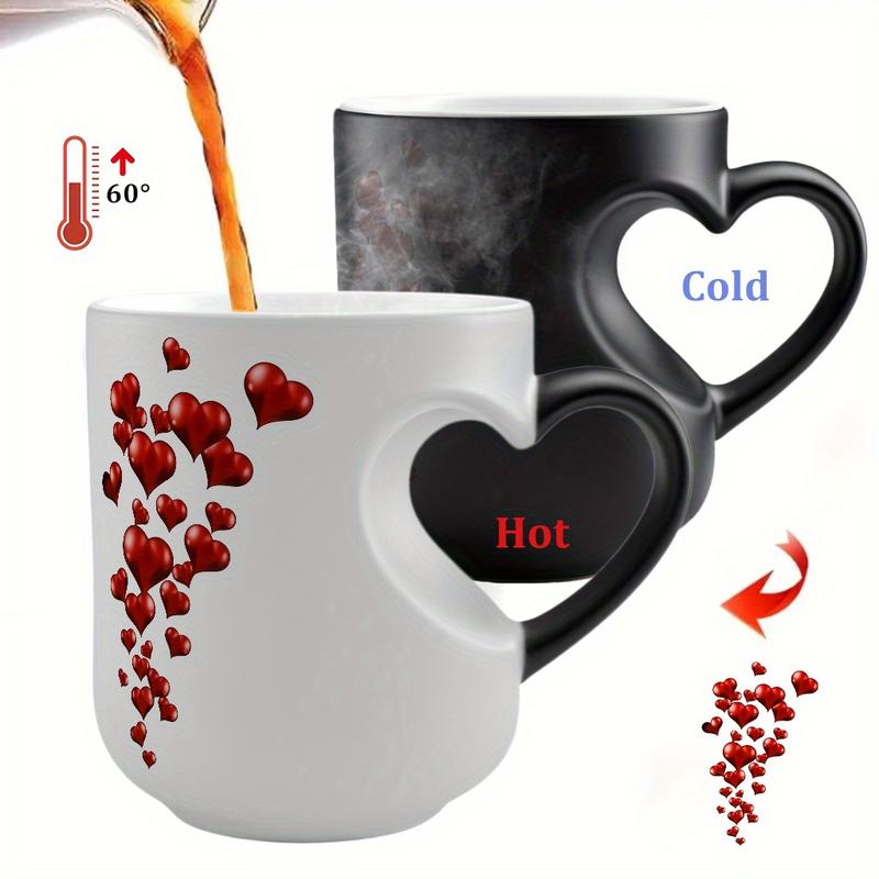 1pc Heart-Shaped Color Changing Ceramic Mug - Hot/Cold Thermochromic ...