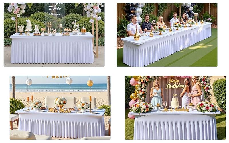 4 Pack Stretch Spandex Rectangle Tablecloths (4/6/8ft) – Washable ...