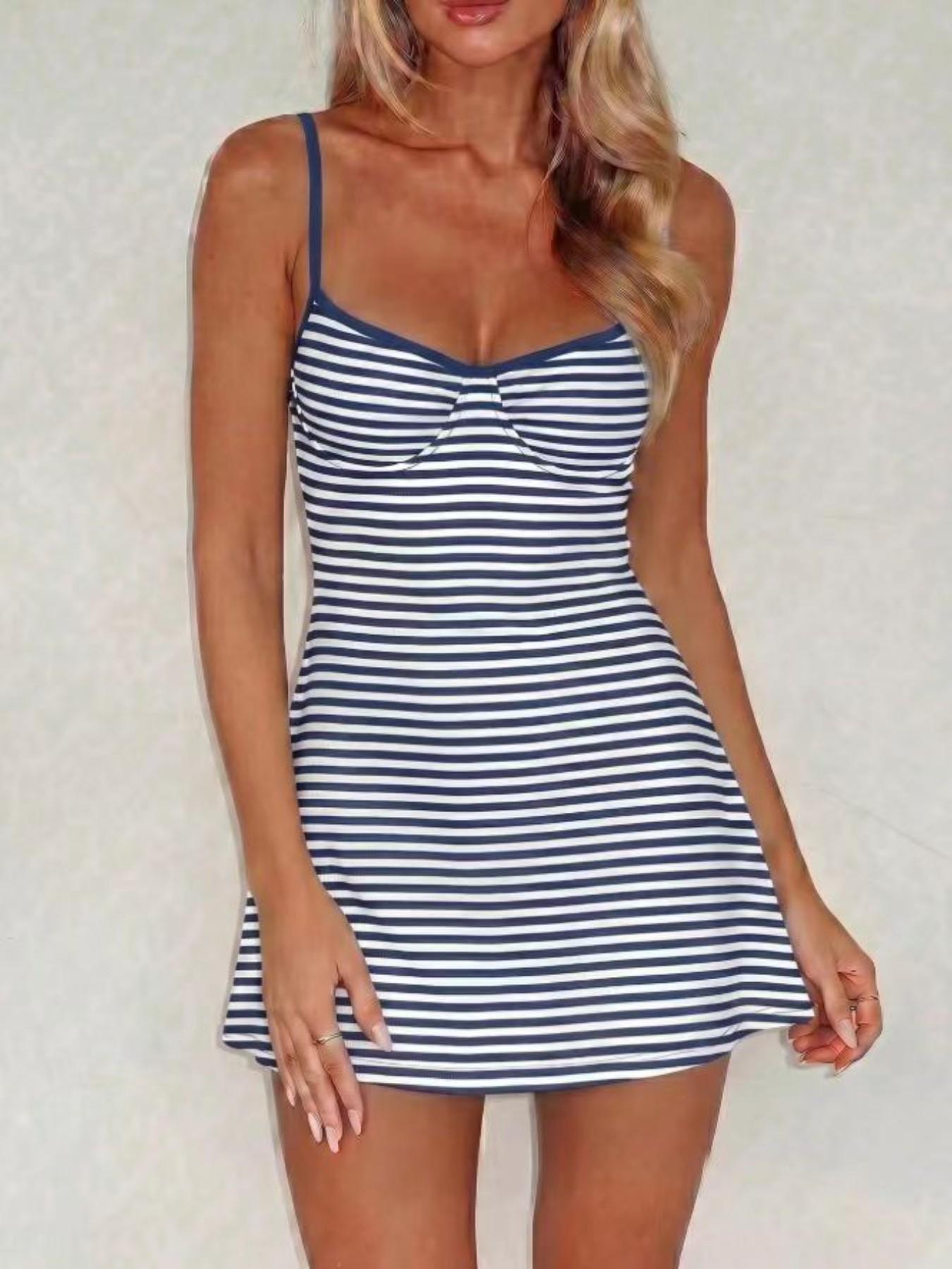 Women's Summer Striped Loose Fit Casual Sleeveless Tank Dress ...