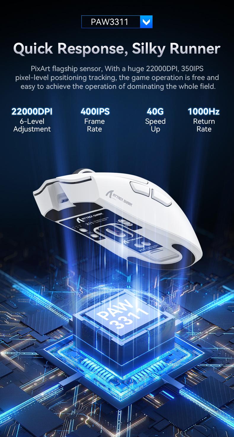 ATTACK SHARK X11 Wireless Gaming Mouse with Charging Dock ATTACK SHARK ...