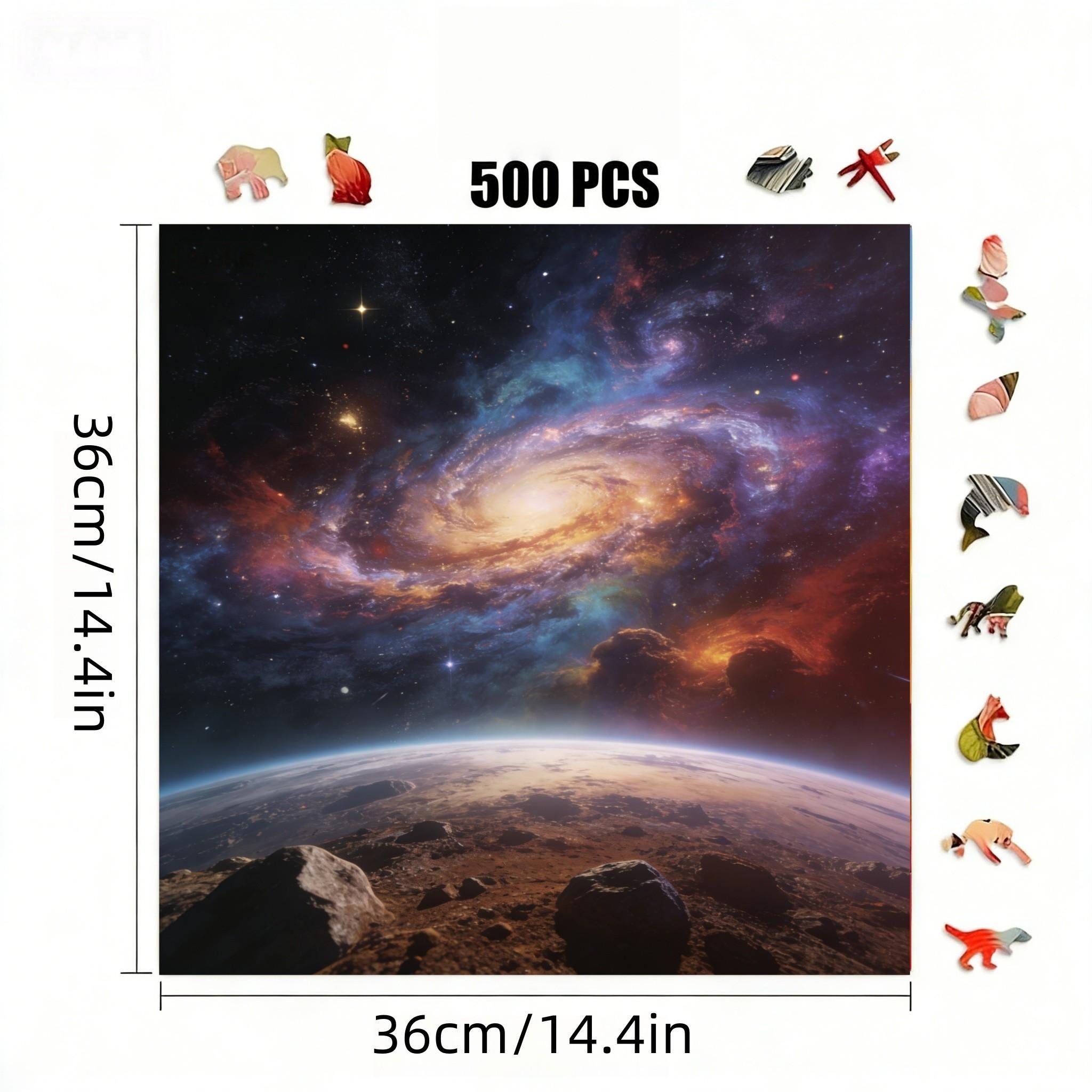 500 Piece Wooden Puzzle, Cosmic Pattern, Unique Irregular Shapes ...