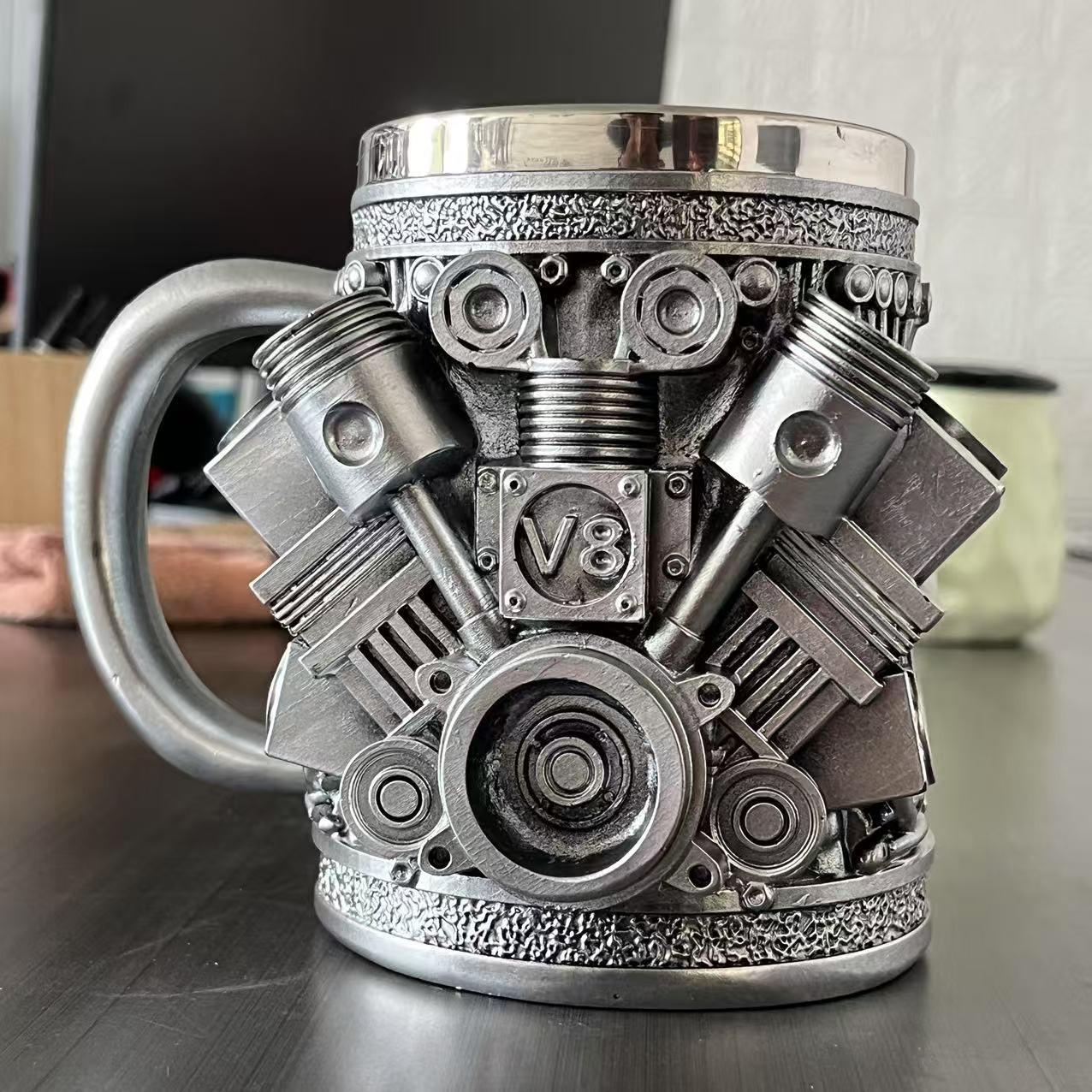 V6/V8 Engine Stainless Steel Coffee Mug - Creative Automobile Style ...