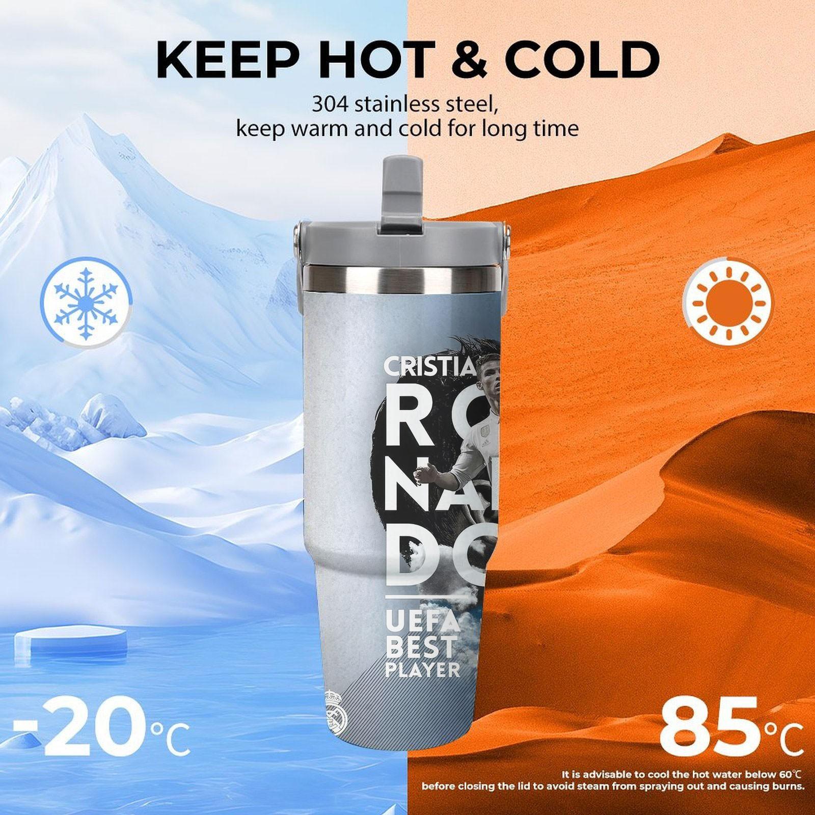 1pc CR7 Ronaldo 30oz Stainless Steel Tumbler with Handle & Straw ...