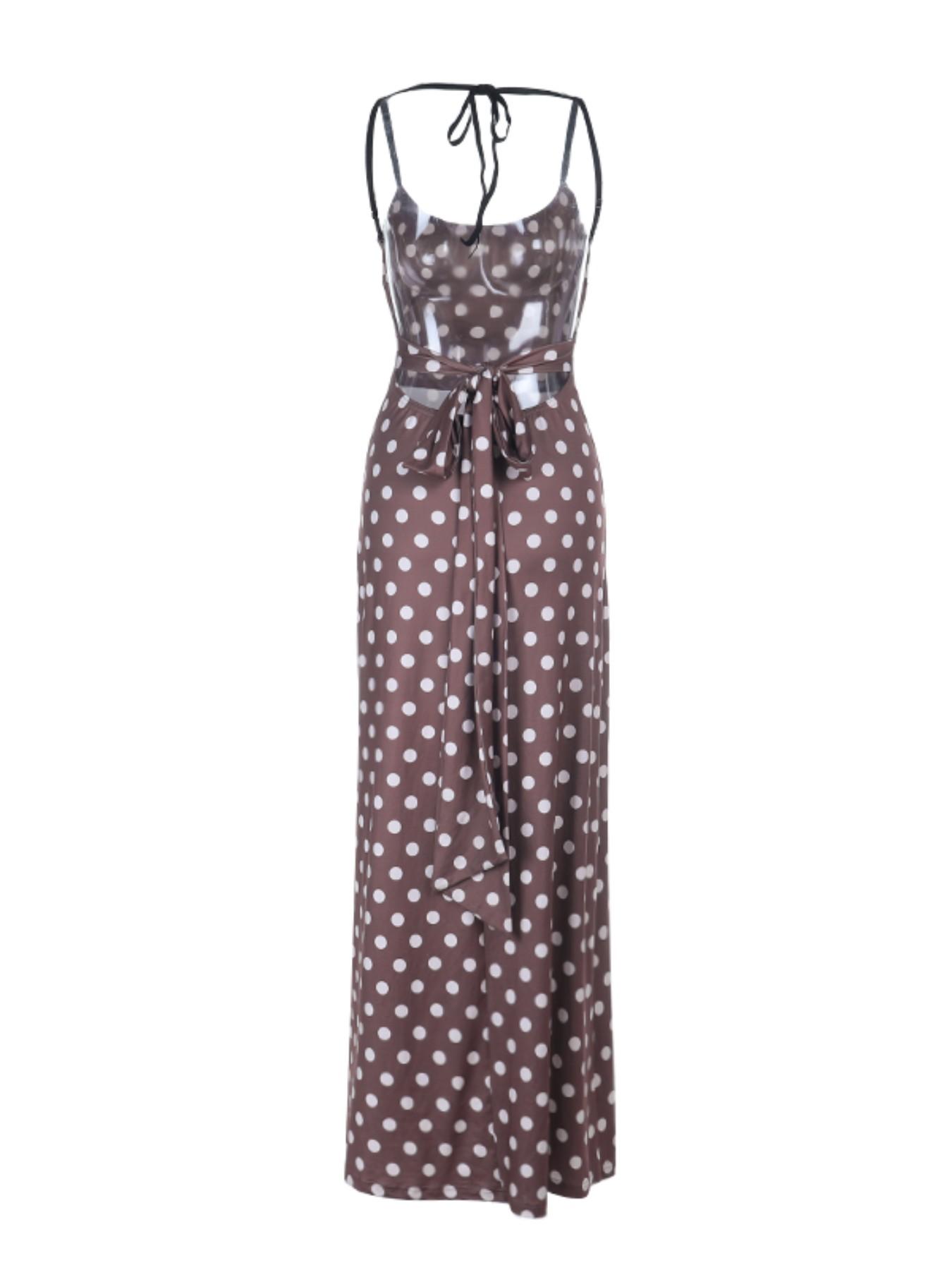 Holiday Style Strapless Polka Dot Print Bodycon Dress, Women's Summer ...