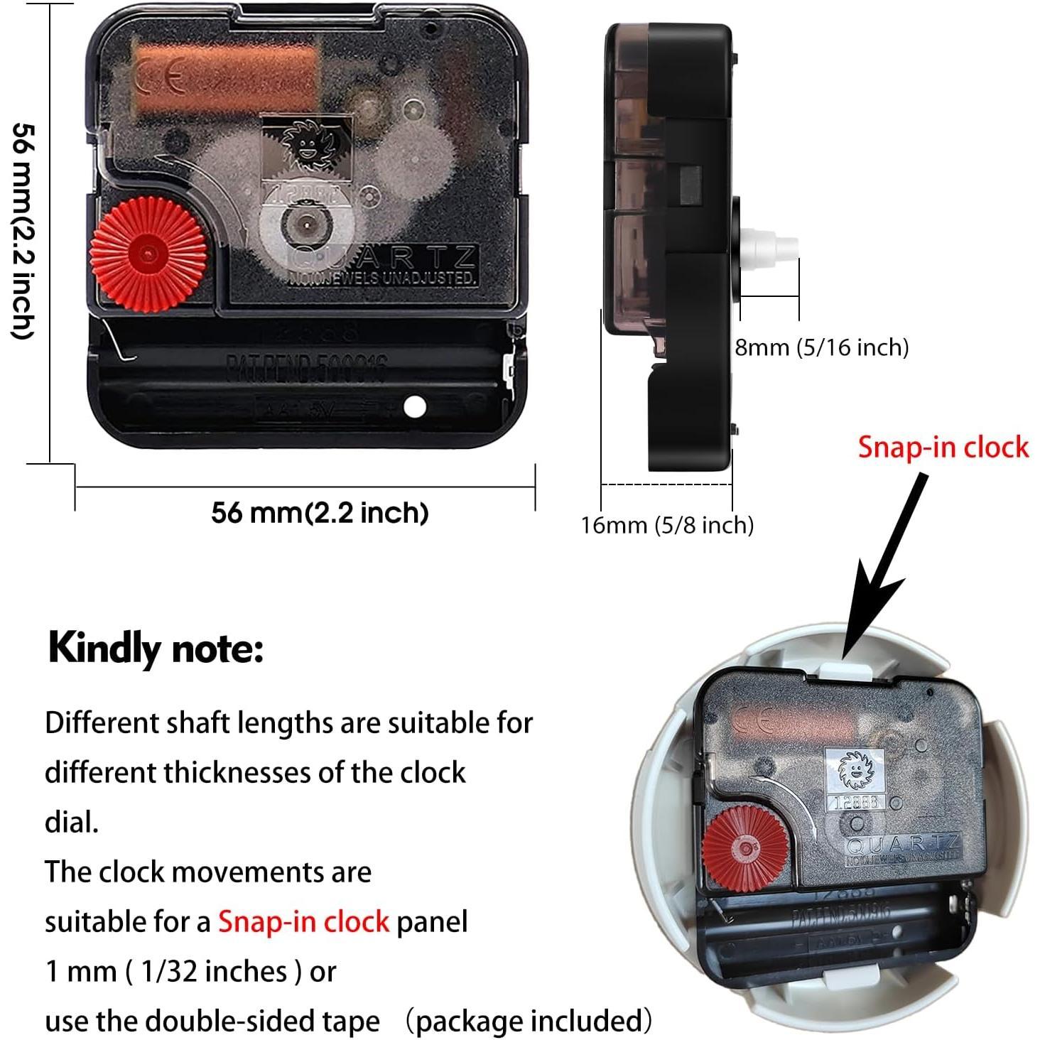 12888 Silent Sweep Clock Movement Replacement - Snap-in Type Quartz ...