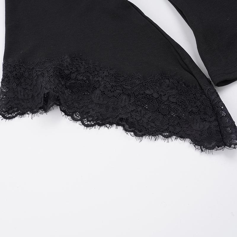 Women's Lace Patchwork One Shoulder Slim-Fitting Top, Plain Blouse for ...