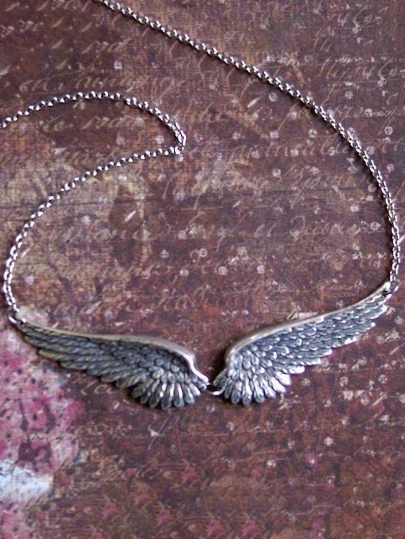 Gothic Vintage Angel Wings Necklace, Trendy Punk Design, Personalized ...