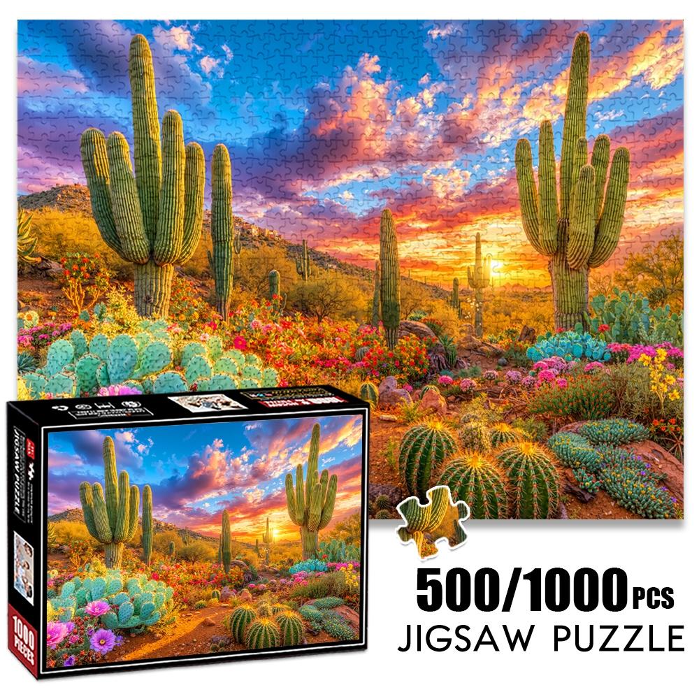 1pc 1000 piece adult puzzle 70x50cm Cactus Garden at Sunset with ...