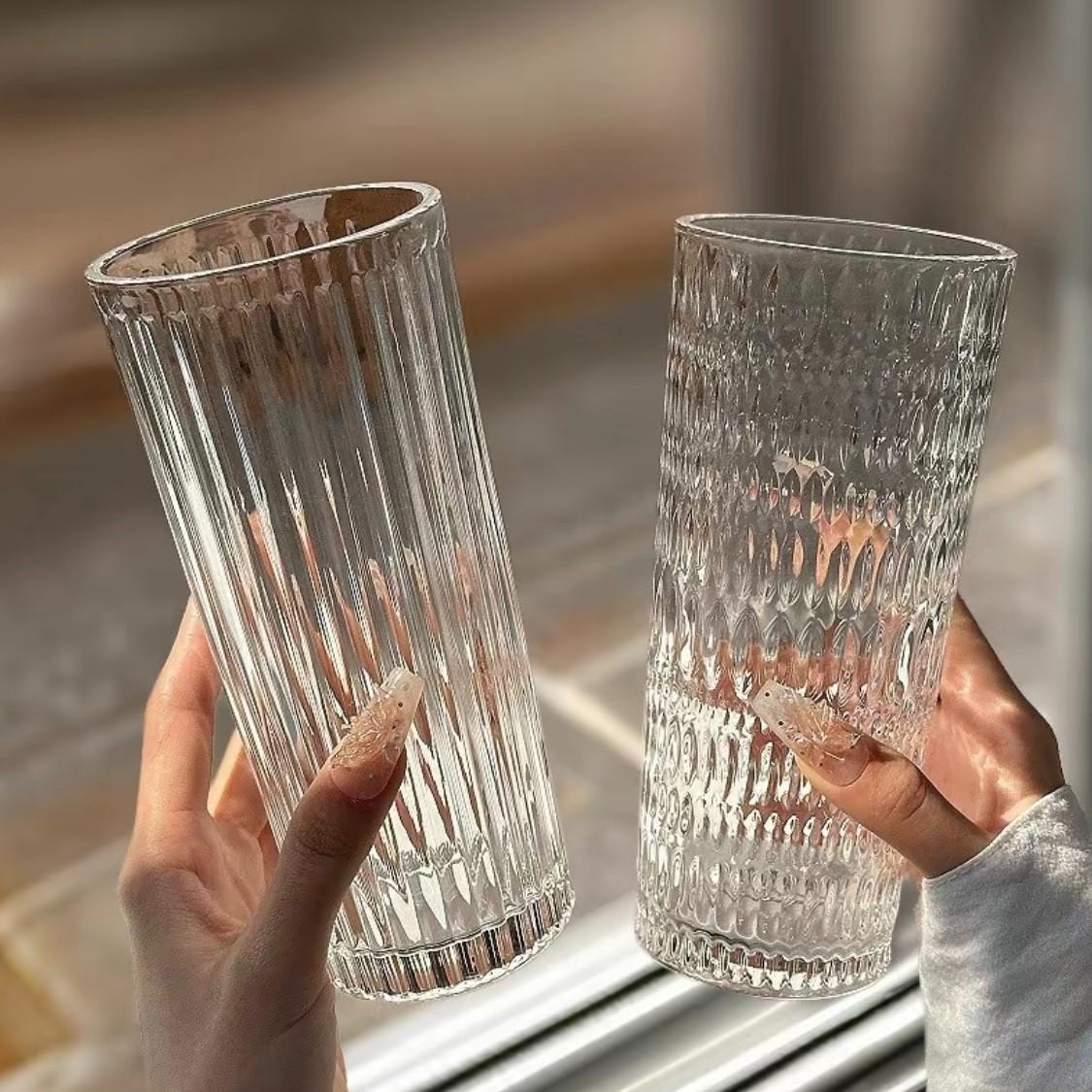 Reusable, Capacity Transparent Glass Coffee Cup with Lid & Straw ...