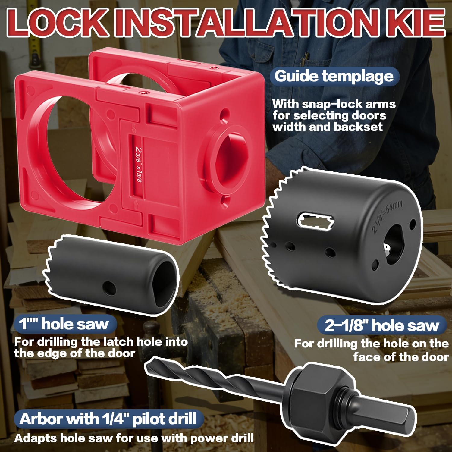 Door Hinge Jig and Door Lock Installation Kit, Alloy Router Template ...