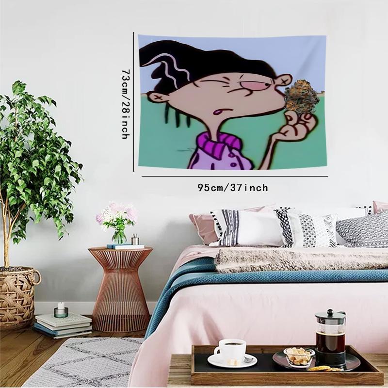 Cartoon Girl Pattern Hanging Backdrop, Funny Cartoon Girl Tapestry ...