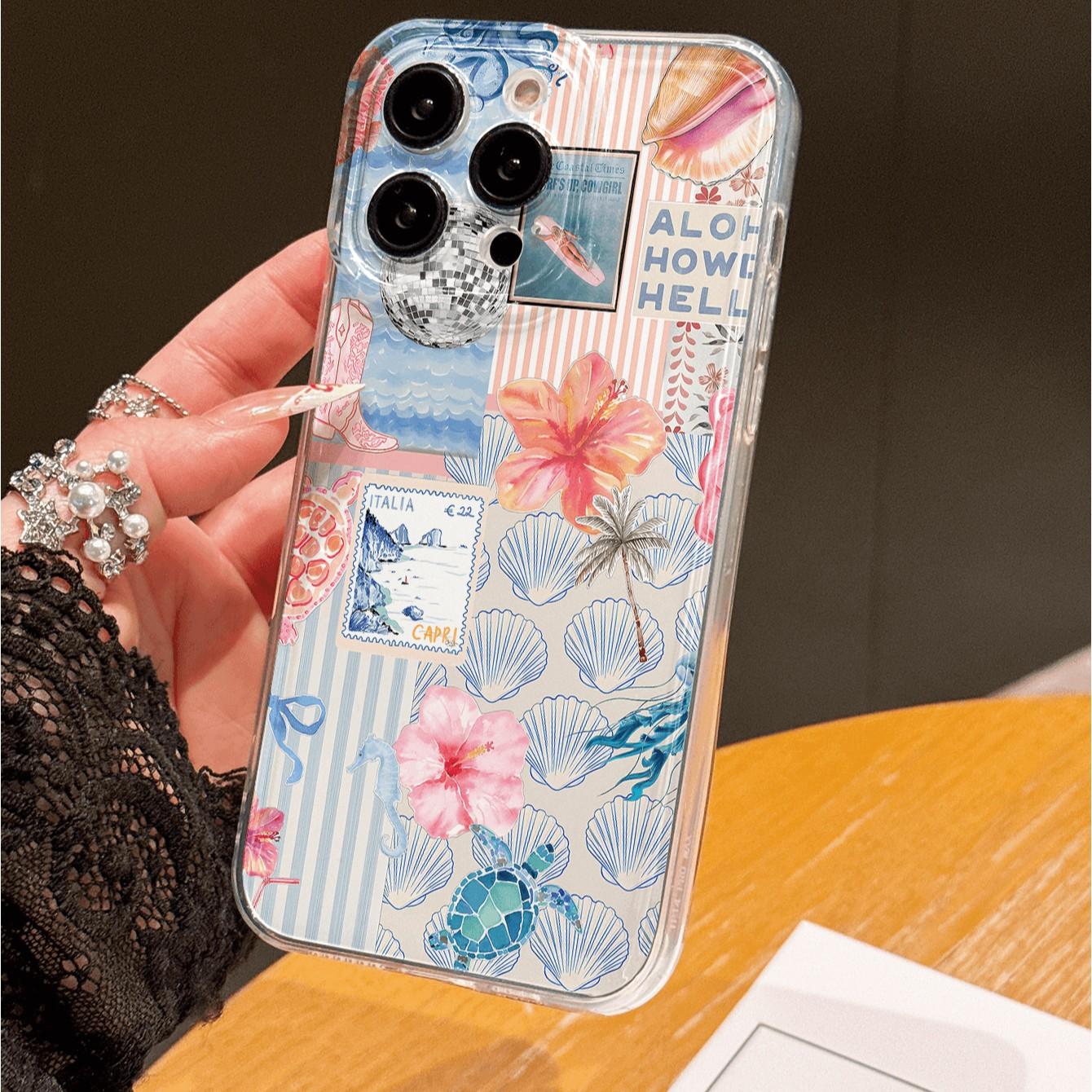 Lily Starfish Shell Pattern iPhone Case, Thick Anti-Drop Phone Cover ...