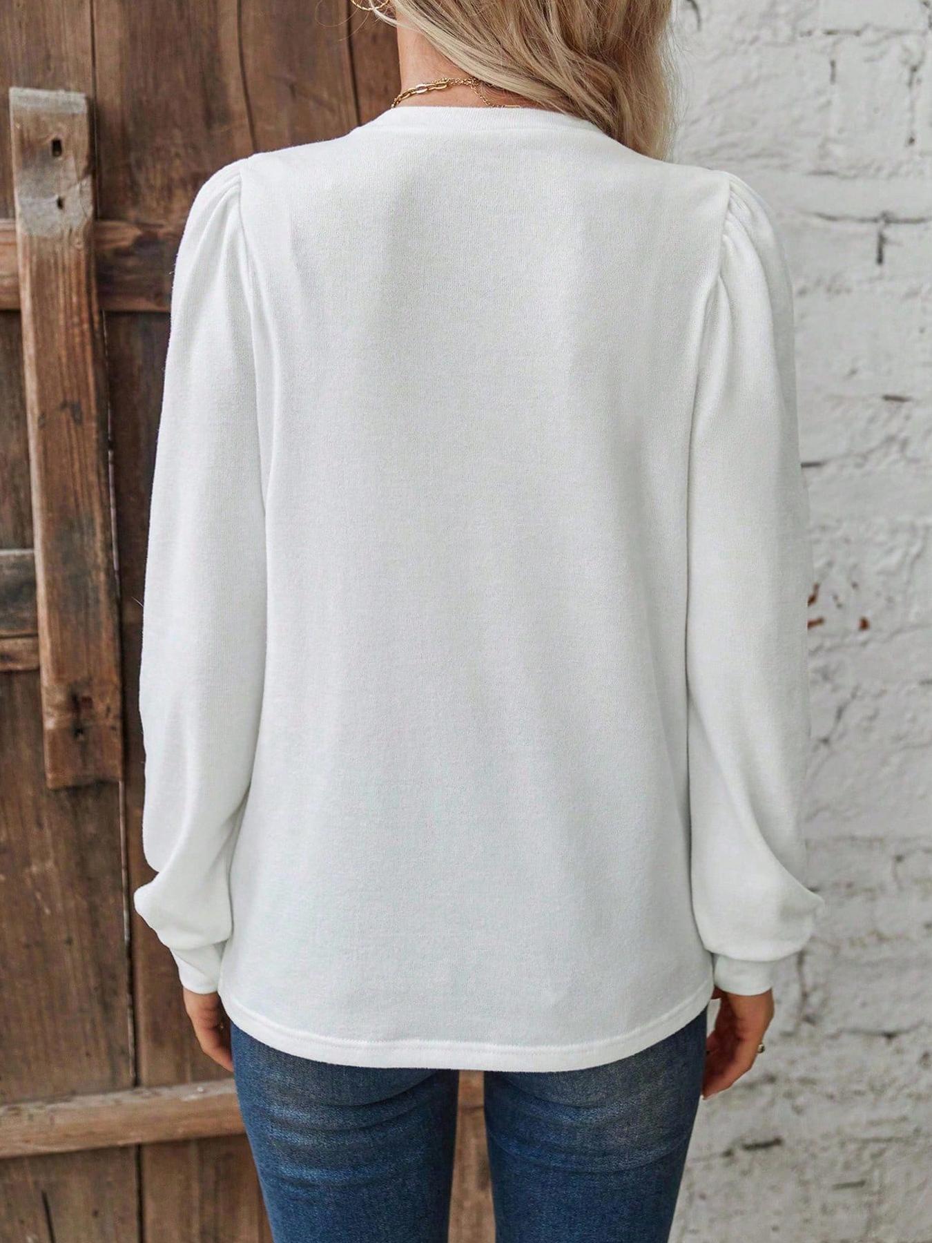 Women's Solid Color Long Sleeve T-Shirt - Vintage Casual Style - TikTok ...