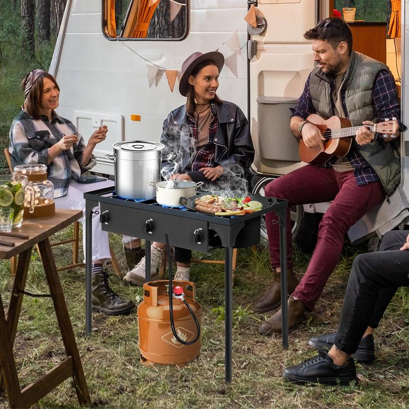 GEEKHOM 3-Burner Stove & Outdoor Grill Combo - 225K BTU Portable ...