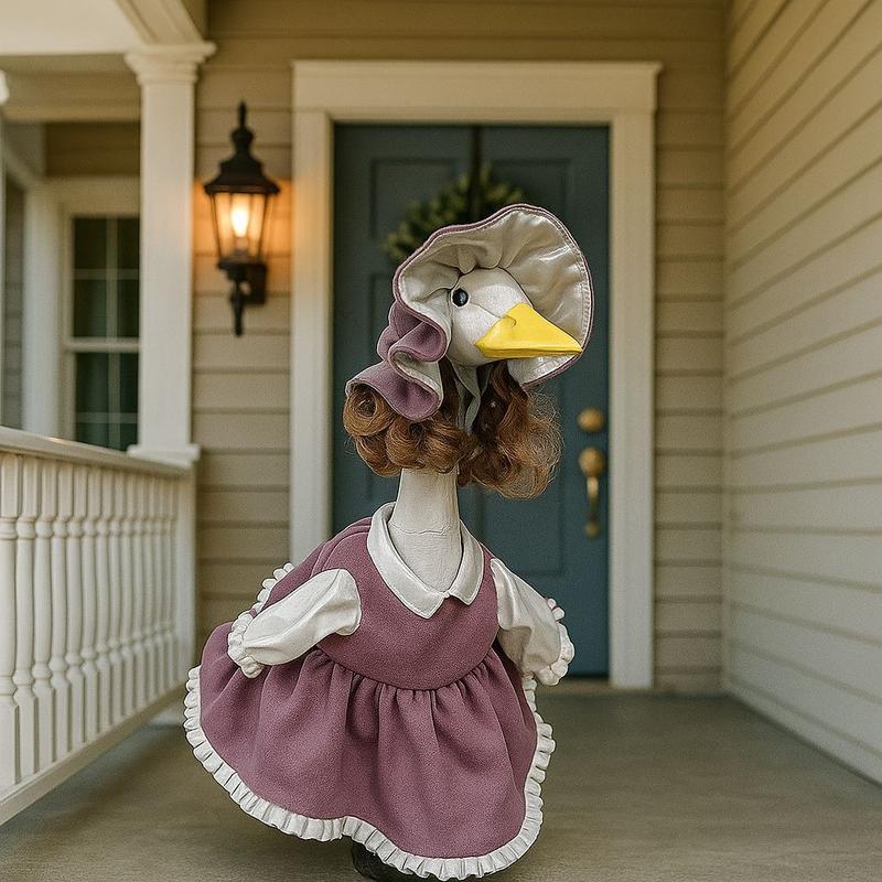 Funny Porch Goose Set, Skirt, Wig, Hat, Outdoor Garden Art Decoration ...