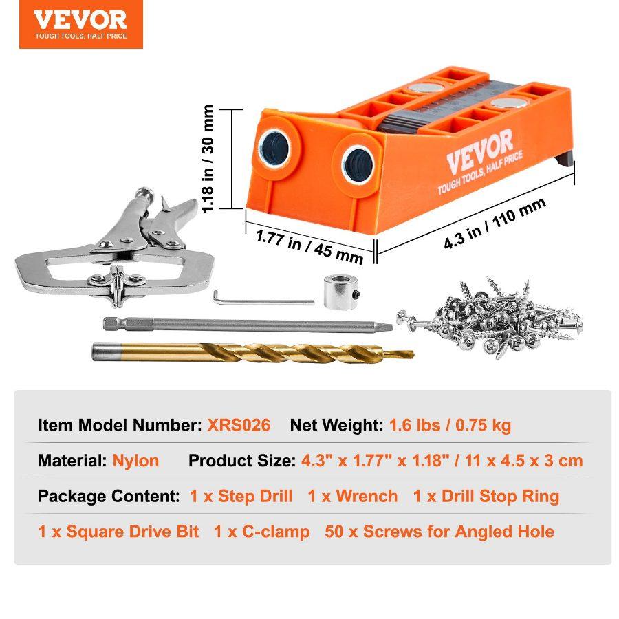 VEVOR Pocket Hole Jig, 56 Pcs Mini Jig Pocket Hole System with 9 C ...