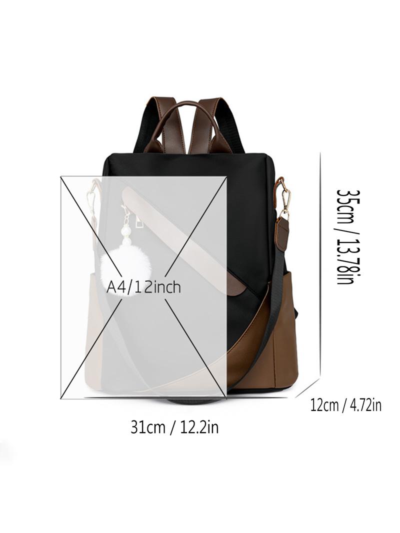 Women's Colorblock Anti-Theft Backpack, Geometric Patchwork Design ...