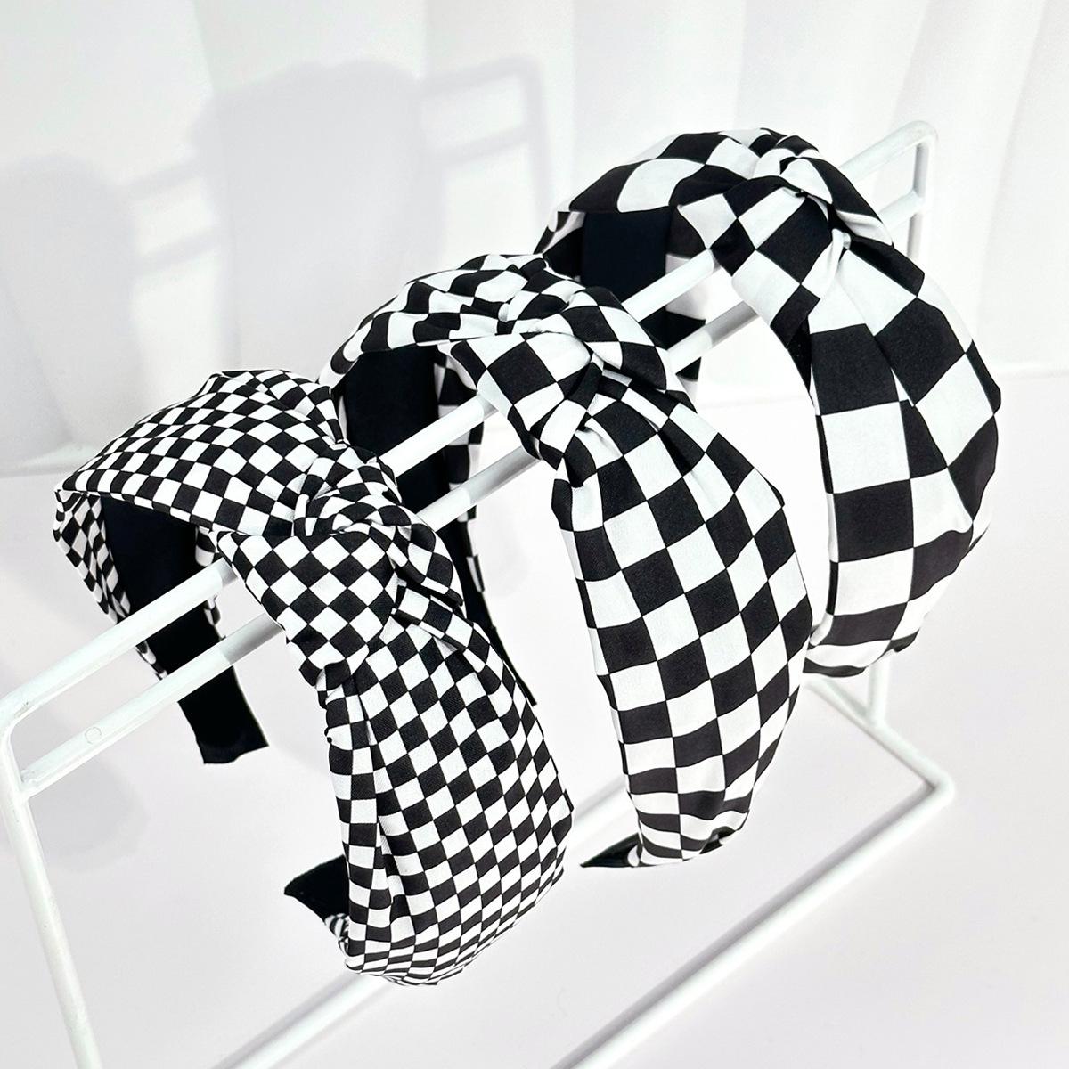 Women's Minimalist Black & White Plaid Sports Headband - Versatile Hair ...