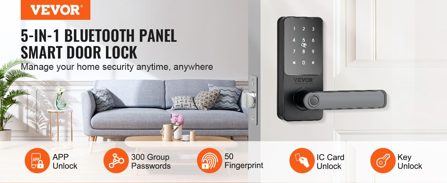 SummerWinsVEVOR Smart Lock, 5-in-1 Smart Door Knob, Fingerprint ...