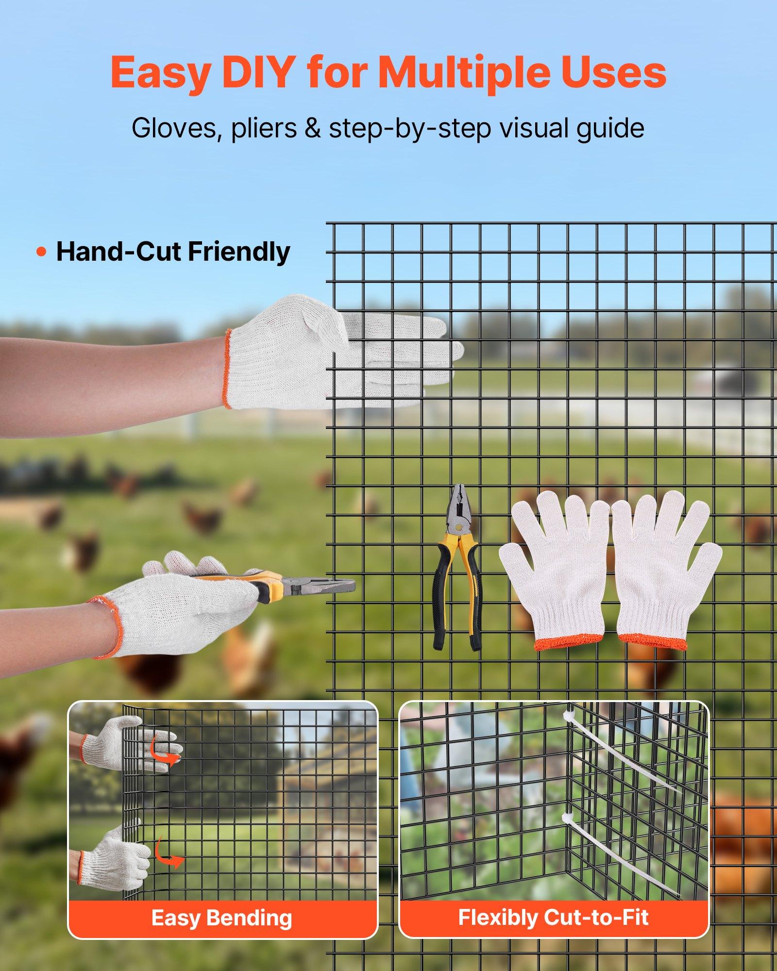 VEVOR Hardware Cloth 24 in x 50 ft, 1/2 in 19 Gauge Galvanized Wire ...