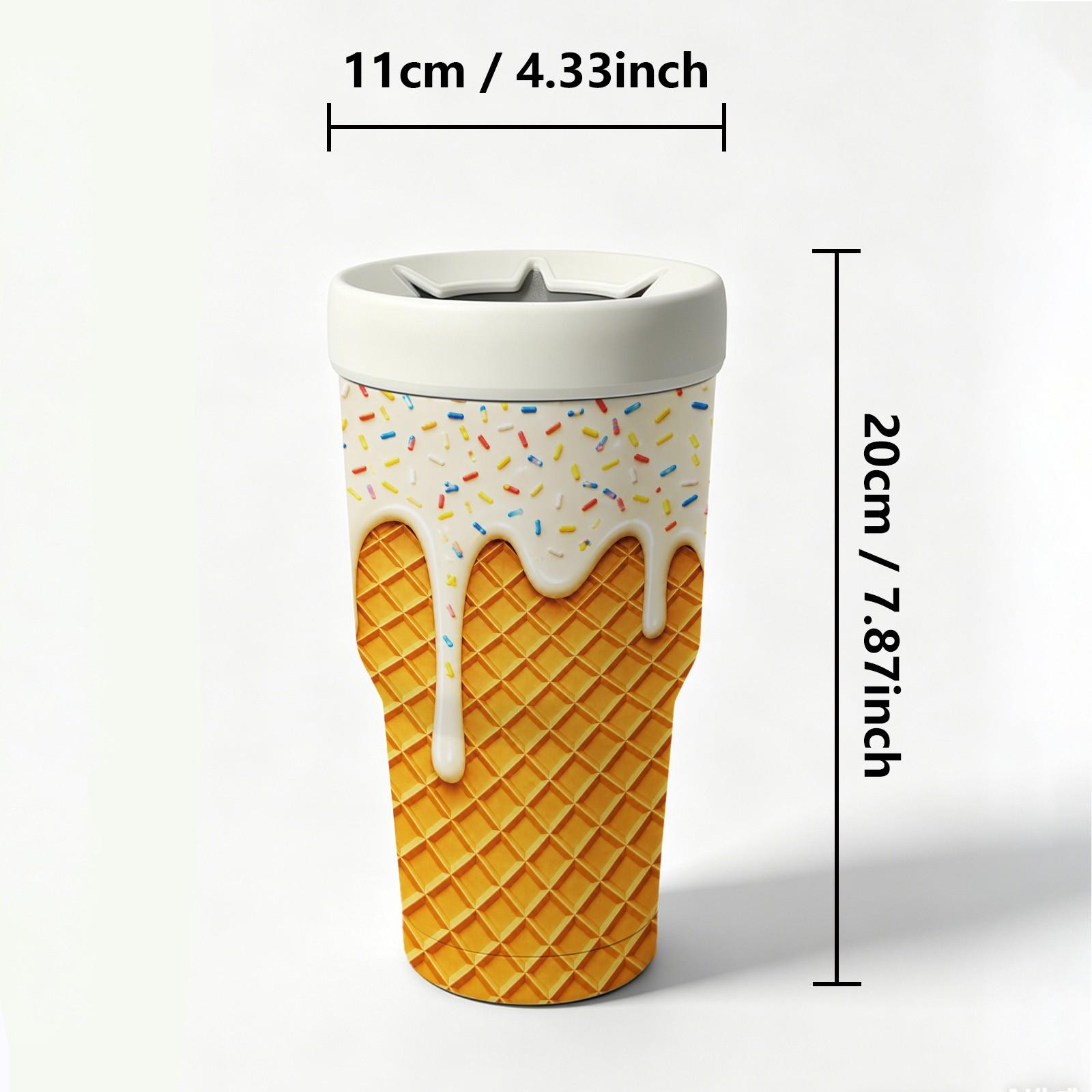 32oz Ice Cream Cone Aesthetic Cold Cup, Universal Coffee Ice Cup Cooler ...