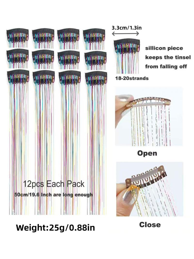 Fairy Hair Metal Wire Set, 12-Piece Clip-On Rainbow Hair Accessories ...