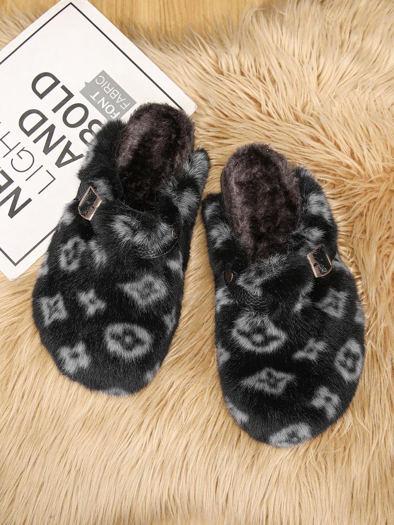 Winter Faux Fur Slippers for Women, Cozy Warm Non-Slip Outdoor Footwear ...